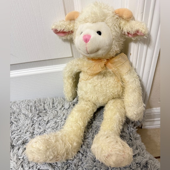 Walmart | Toys | Sheep Lamb Plush 8 Bean Bag Bottom Peach Sheer Bow ...
